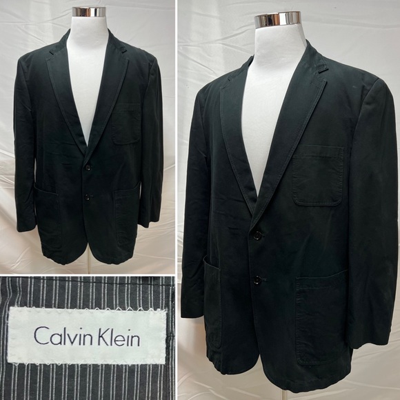 Calvin Klein | Suits & Blazers | Mens Calvin Klein Cotton Twill Black ...